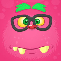 Cartoon smart monster face Royalty Free Vector Image