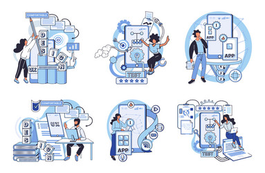 Application testing metaphor app test Royalty Free Vector