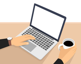 Young man working on a computer view from back Vector Image