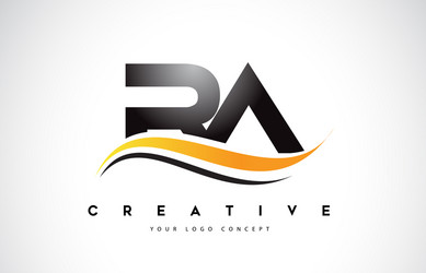 Ra letter design with brush stroke and modern 3d Vector Image