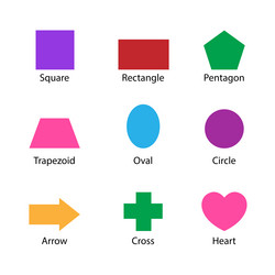 Set of 2d shapes vocabulary in english Royalty Free Vector