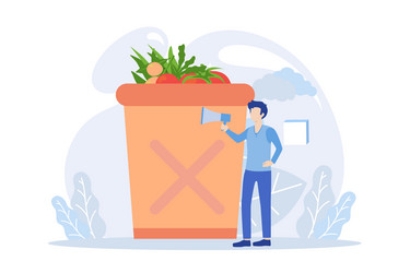 Sustainability characters reducing food waste Vector Image