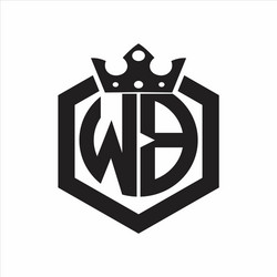 Wb logo monogram with hexagon shape and outline Vector Image