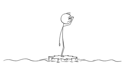 Cartoon lonesome frustrated man sitting alone Vector Image