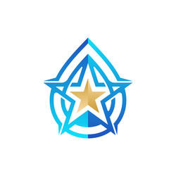 Star clean logo gold star icon with water drop Vector Image