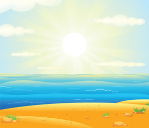 Sunny tropical island beach Royalty Free Vector Image