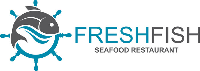 Fish logo fresh seafood template design Royalty Free Vector