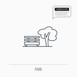 Public park icon tree with bench sign Royalty Free Vector