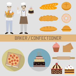 Baker with a loaf bread isolate on white Vector Image