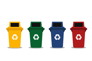 Colorful dumpsters set garbage cans ecology Vector Image
