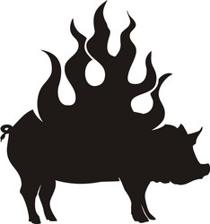 Fire smoke grilled pork pig boar barbecue bbq logo