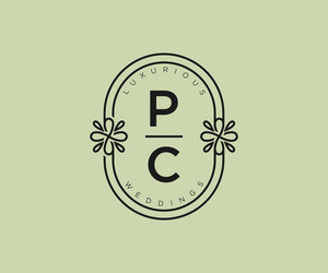 Pc initials letter wedding monogram logos Vector Image