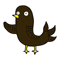 Comic cartoon waving bird Royalty Free Vector Image