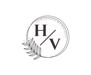 Hv initials letter wedding monogram logos Vector Image