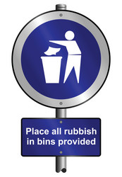 Overflowing Trash Bin - Do Not Litter Sign Vector Image