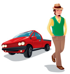 Young boy driving super car Royalty Free Vector Image