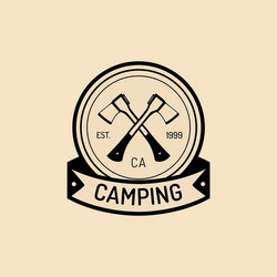 Camp logo tourist sign with hand drawn Royalty Free Vector