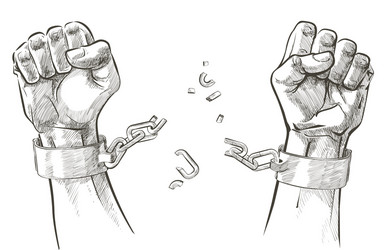 Hands Breaking Out Of Chains Drawing