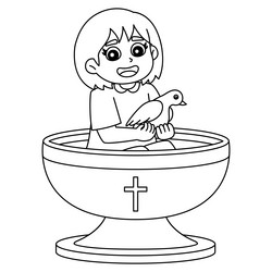 Baptism baby being baptized cartoon clipart Vector Image