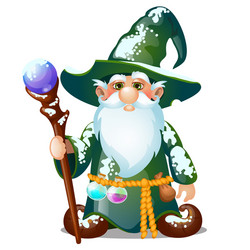Old wizard magician cartoon character set flat Vector Image
