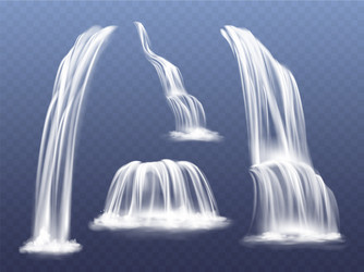Set isolated waterfall fall mountain river Vector Image