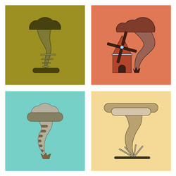 Assembly flat icons natural disaster tornado Vector Image