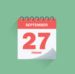Day calendar with date september 29 Royalty Free Vector