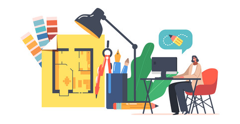 Designer with colors concept Royalty Free Vector Image