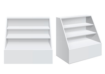 Retail display stand with shelves mockup vertical Vector Image