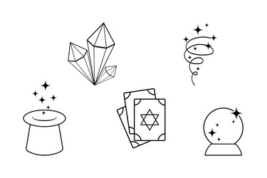 Doodle magic symbols set icon isolated on white Vector Image