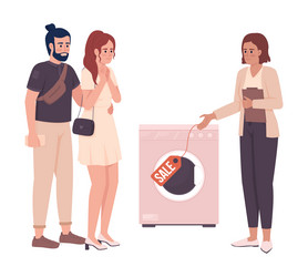 Taking clothes out of washing machine 2d isolated Vector Image