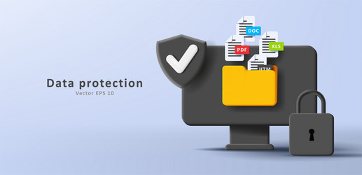 Data protection concept 3d render shield Vector Image