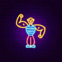 Man of muscle neon label Royalty Free Vector Image