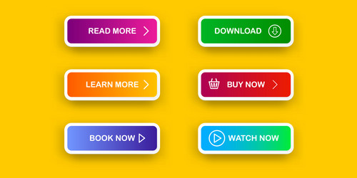 Modern material style buttons set isolated Vector Image