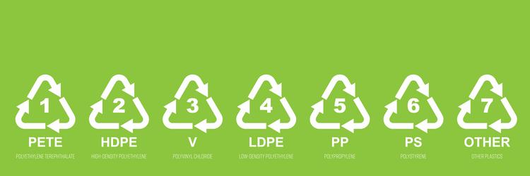 Set of 7 plastic recycling symbols Royalty Free Vector Image