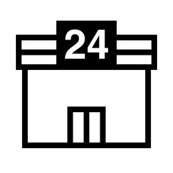 Convenience store silhouette icon or 24 hour store