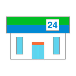 Convenience store silhouette icon or 24 hour store