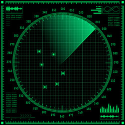Radar screen with world map Royalty Free Vector Image