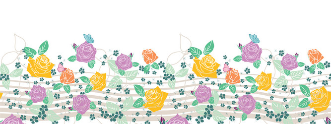 Pink rose morden flower leaf horizontal border Vector Image