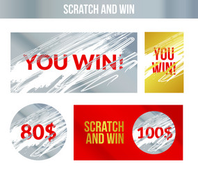 Scratch lottery cards set Royalty Free Vector Image