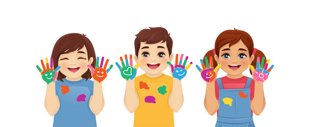 Smiling kids drawing Royalty Free Vector Image