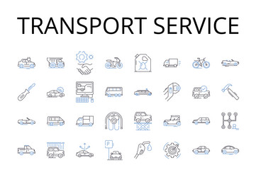 Transport service line icons collection car Vector Image