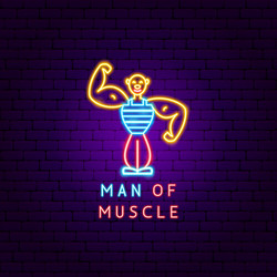 Man of muscle neon sign Royalty Free Vector Image