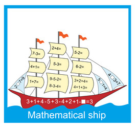 Math activity count ships and match the numbers Vector Image