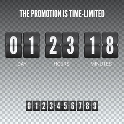 Countdown flip clock digital counter analog time Vector Image