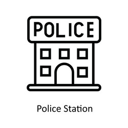 Police station fill outline icons simple s Vector Image