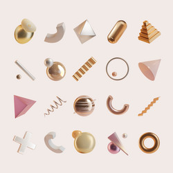3d abstract different shapes objects Royalty Free Vector