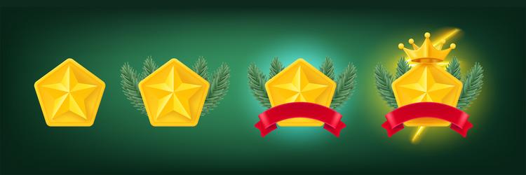 Golden rank emblems with numbers game achievement Vector Image