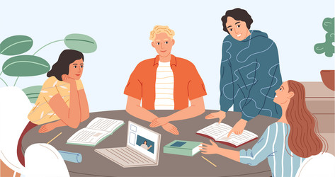 Group students studying together young people Vector Image