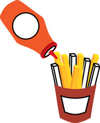 French fries with ketchup fast food fresh Vector Image